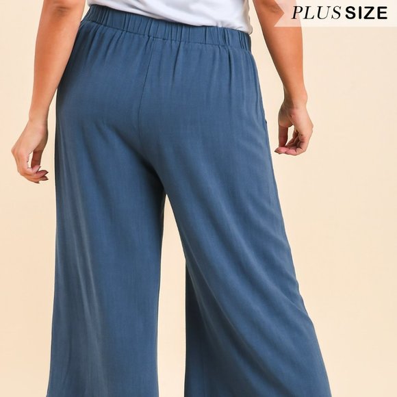 Umgee | Pants & Jumpsuits | Nwt Umgee Slate Blue Linen Blend Wide Leg ...